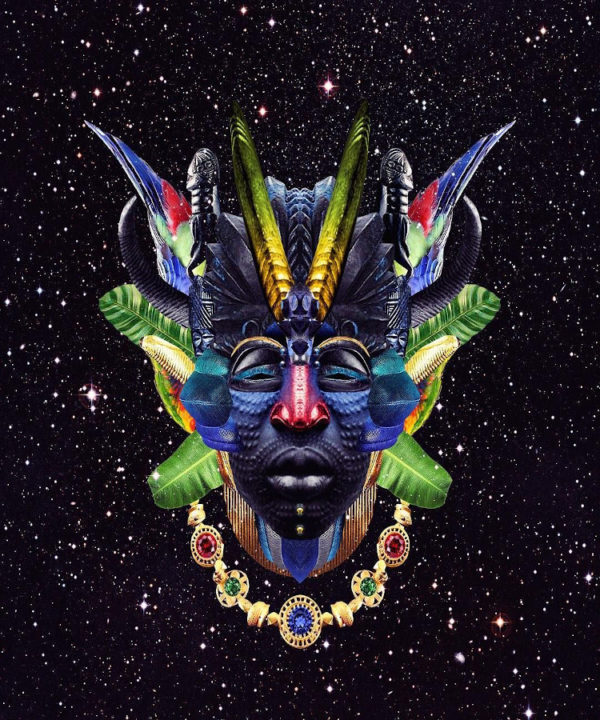 Les collages afrofuturistes de l'artiste Manzel Bowman